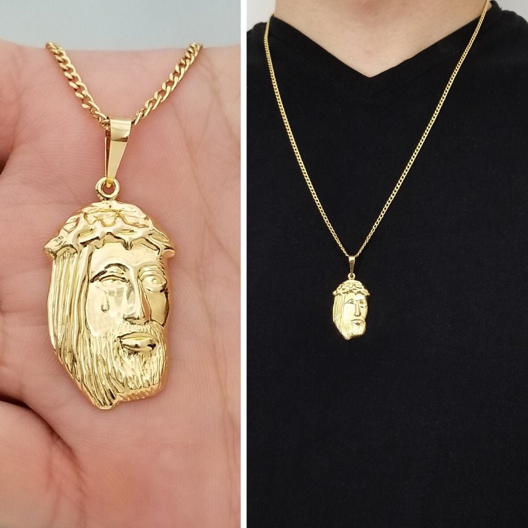 Jesus Necklace, 18K Gold Jewelry, Jesus Pendant, Religious Jewelry, Men ...