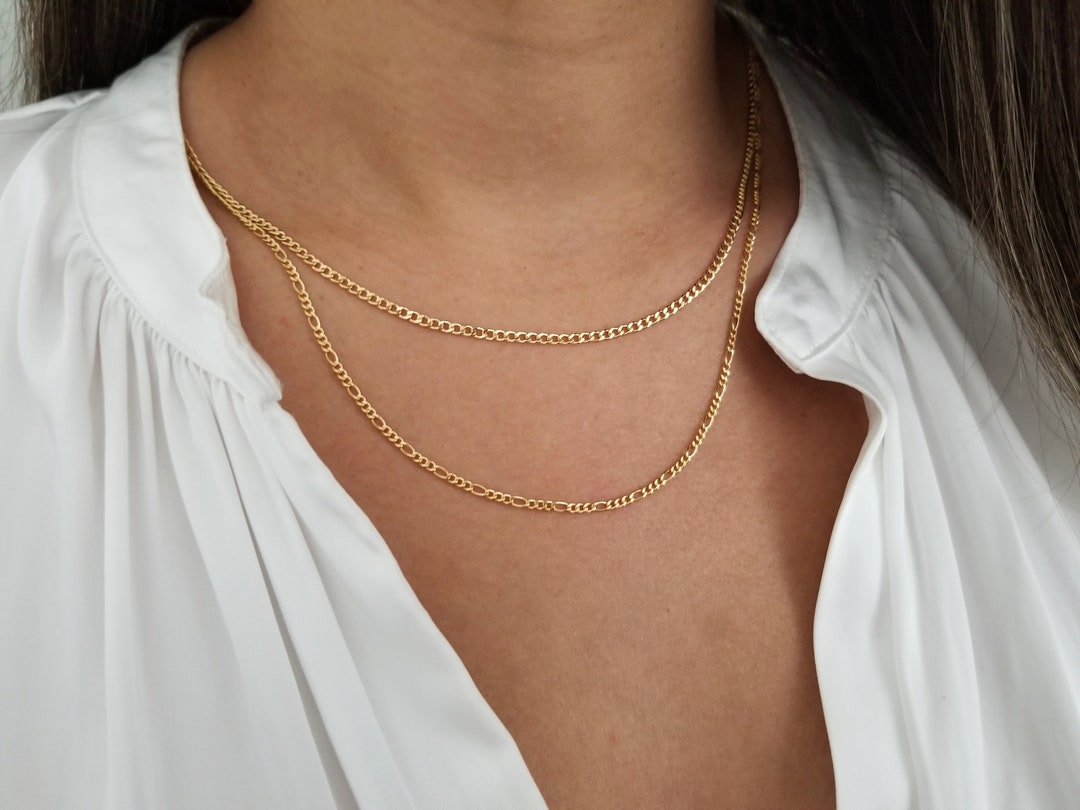 Layer Chain Necklace/ 18K Gold Filled Chain Necklace/ Gold Women ...