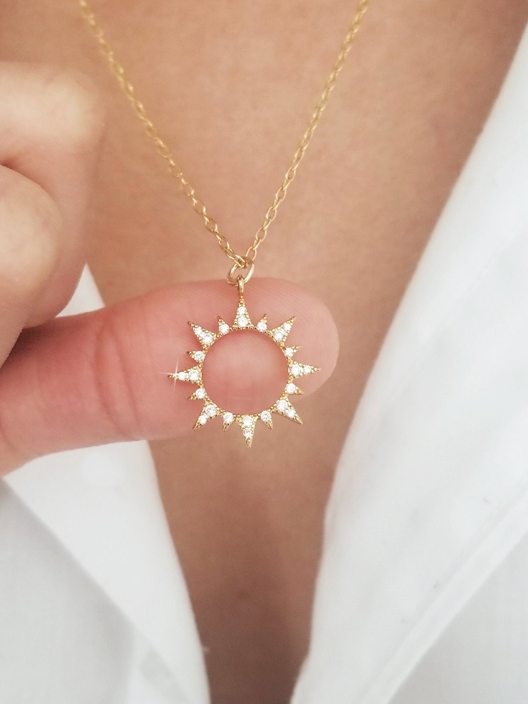 Sun Necklace Celestial Jewelry Sun Pendant Necklace Gold - Etsy