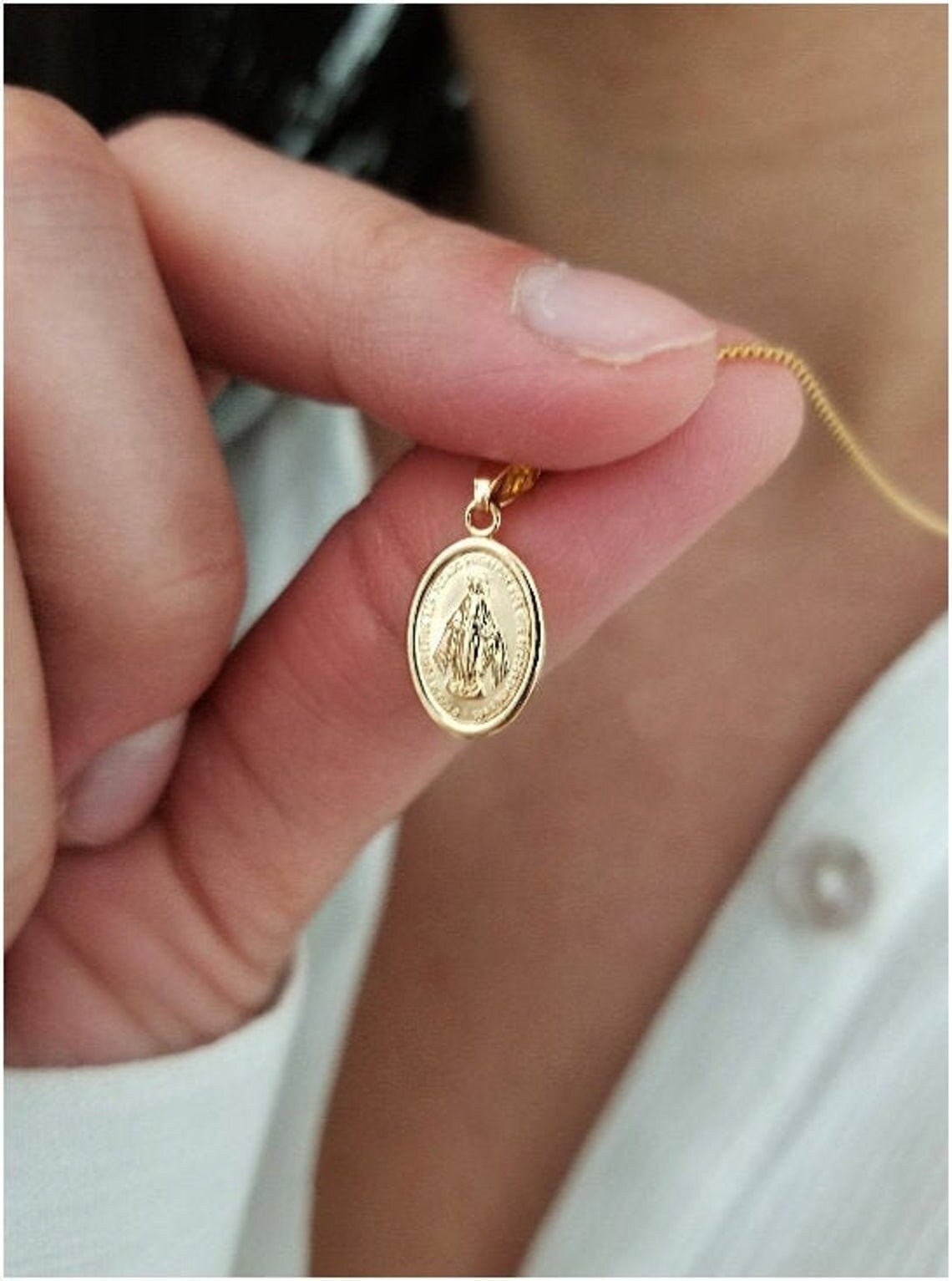 Virgin Mary Necklace Miraculous Medal Necklace Blessed - Etsy Canada