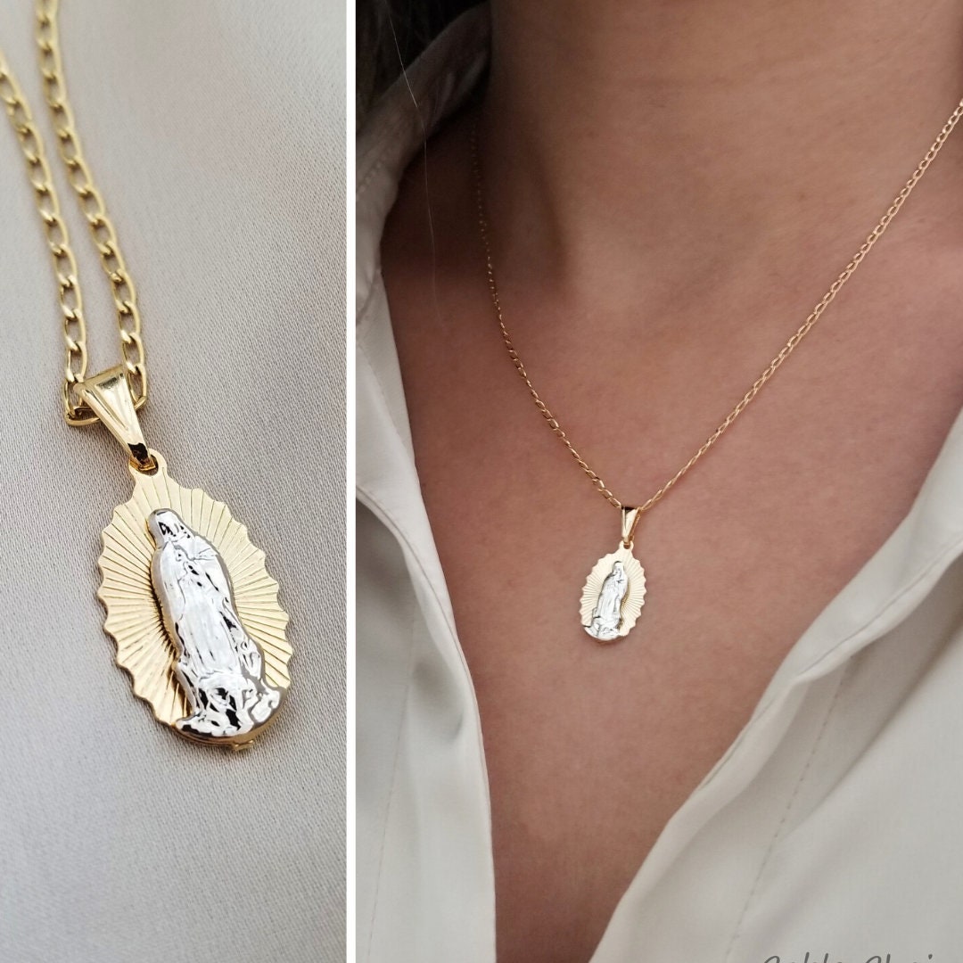 Dainty Virgin Mary Necklace Miraculous Pendant Catholic - Etsy