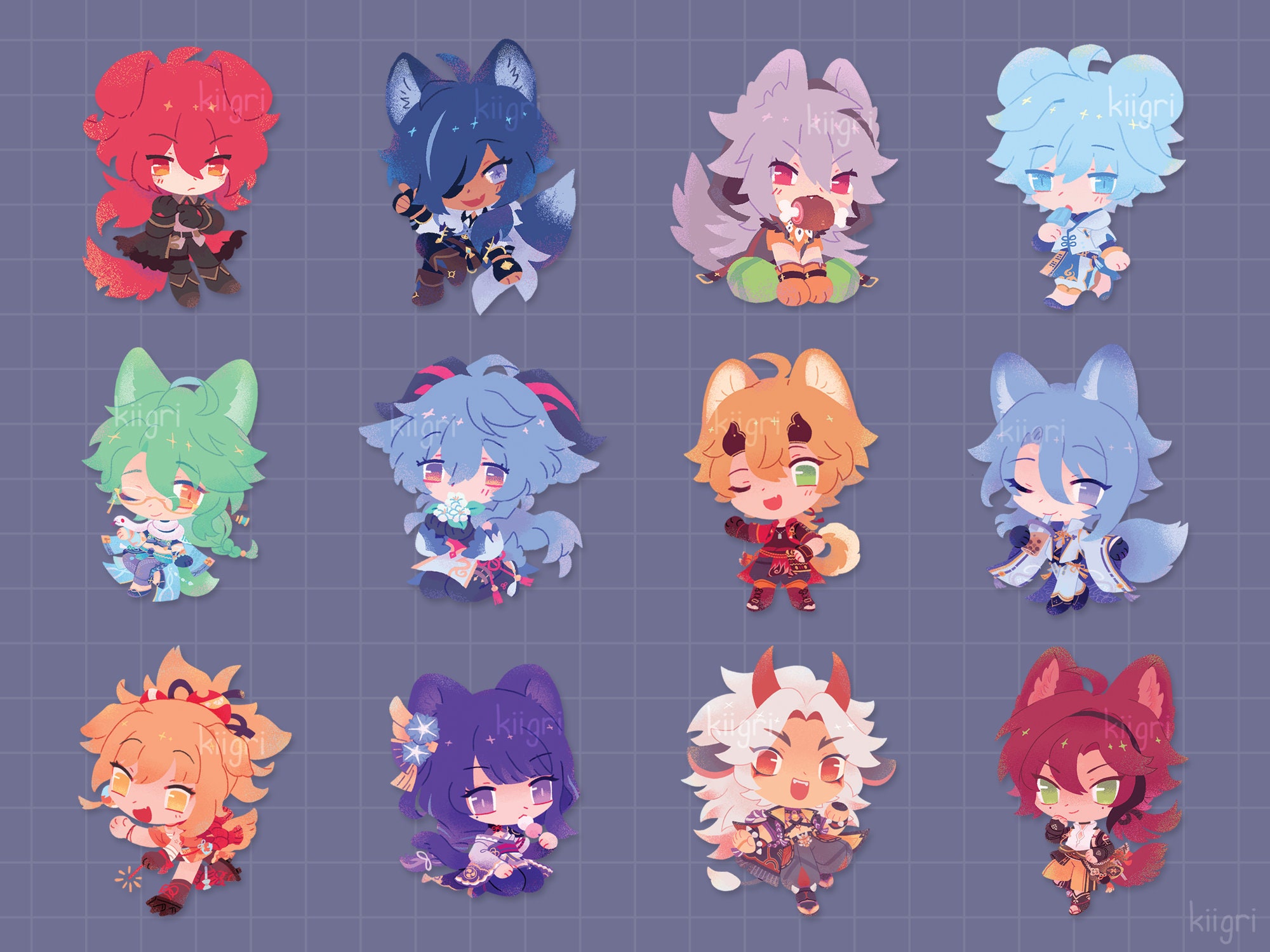 Genshin Impact: Set B - 2" Kemonomimi Charms (diluc, Kaeya, Razor ...