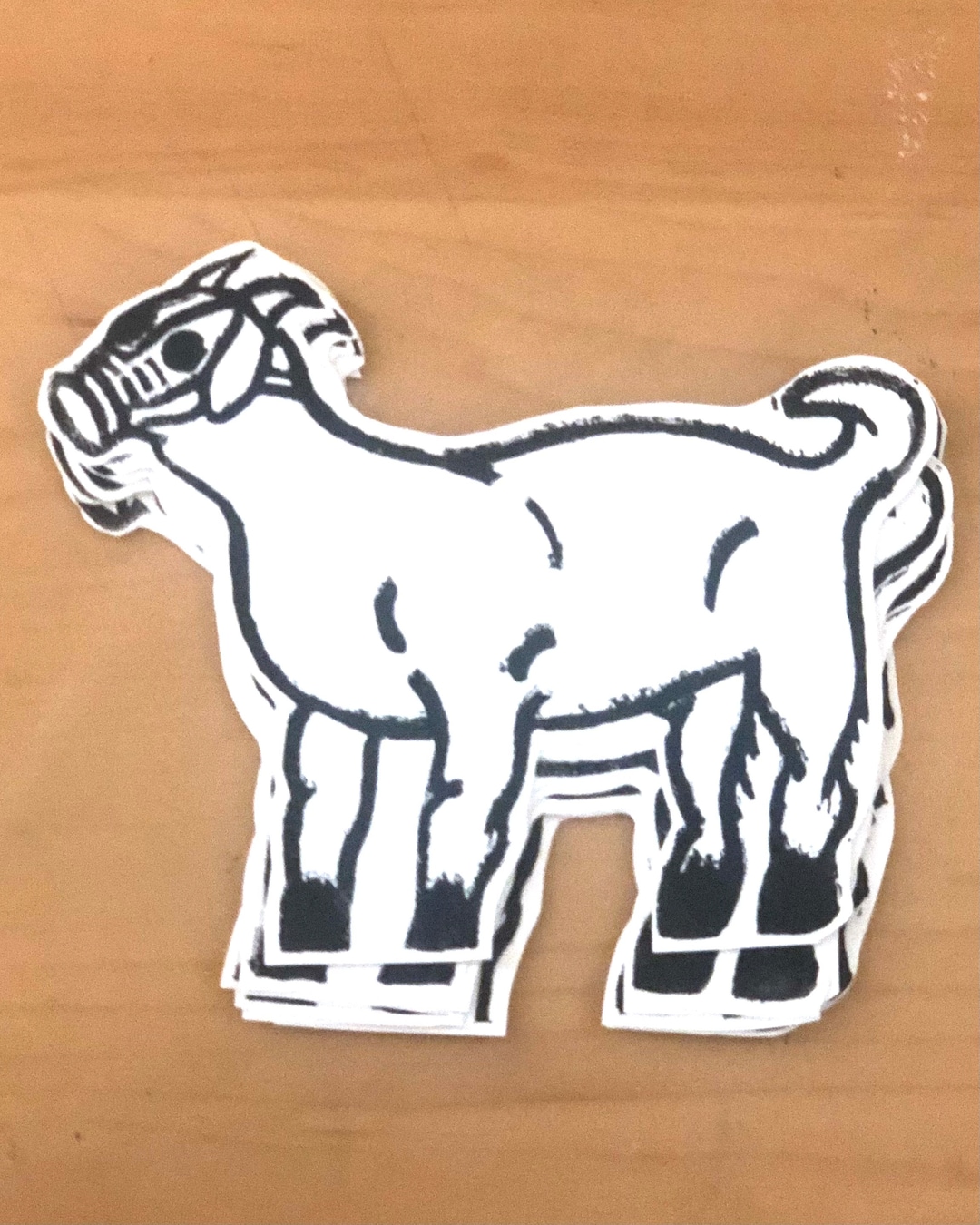 Goat W/ Gas Mask | "billy Goat's Gas" | Block Print Sticker - Etsy