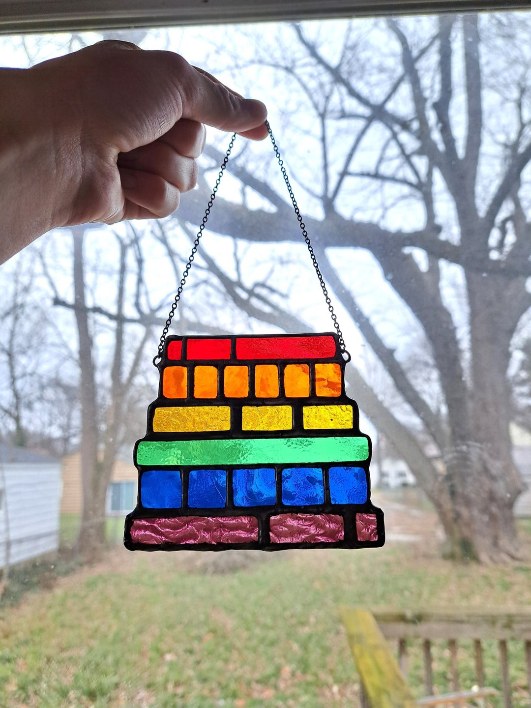 Stained Glass Rainbow Pride Stack of Books Suncatcher - Etsy