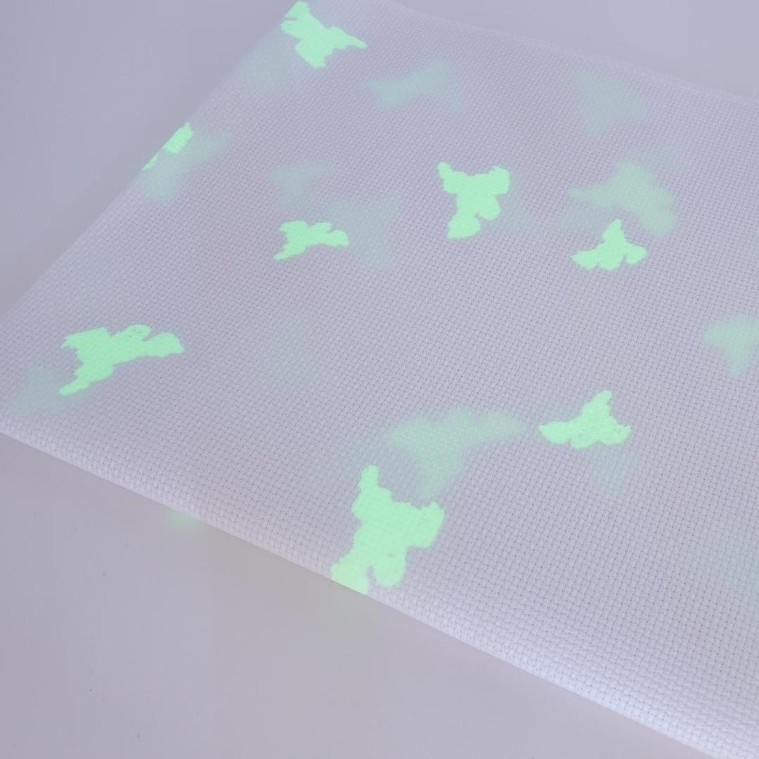 14 Ct Aida Glow in the Dark Ghosts on White Cross Stitch Fabric 18x27 ...