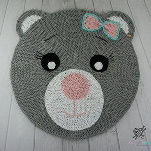 Classic Teddy Bear Rug Gray Teddy Round Rug Bear Nursery Rug Woodland ...