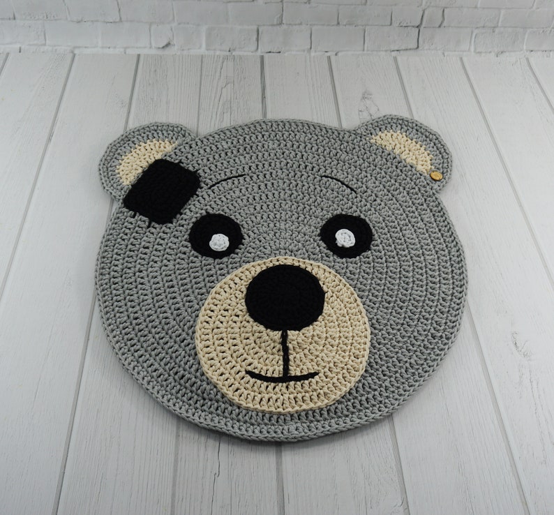 Classic Teddy Bear Rug Gray Teddy Round Rug Bear Nursery Rug - Etsy