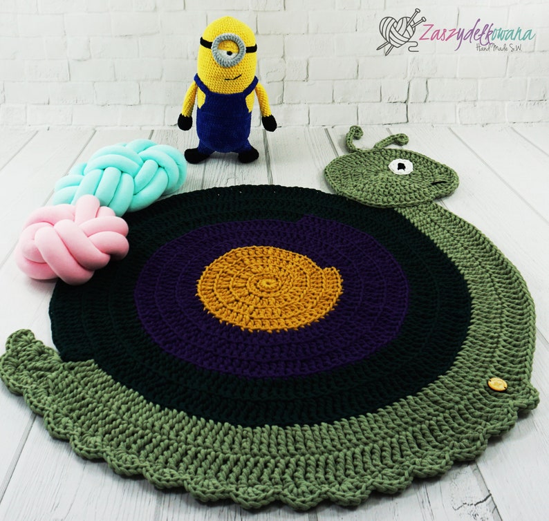 Crochet Snail Rug: Cotton Nursery Play Mat, Personalized Decor - Etsy