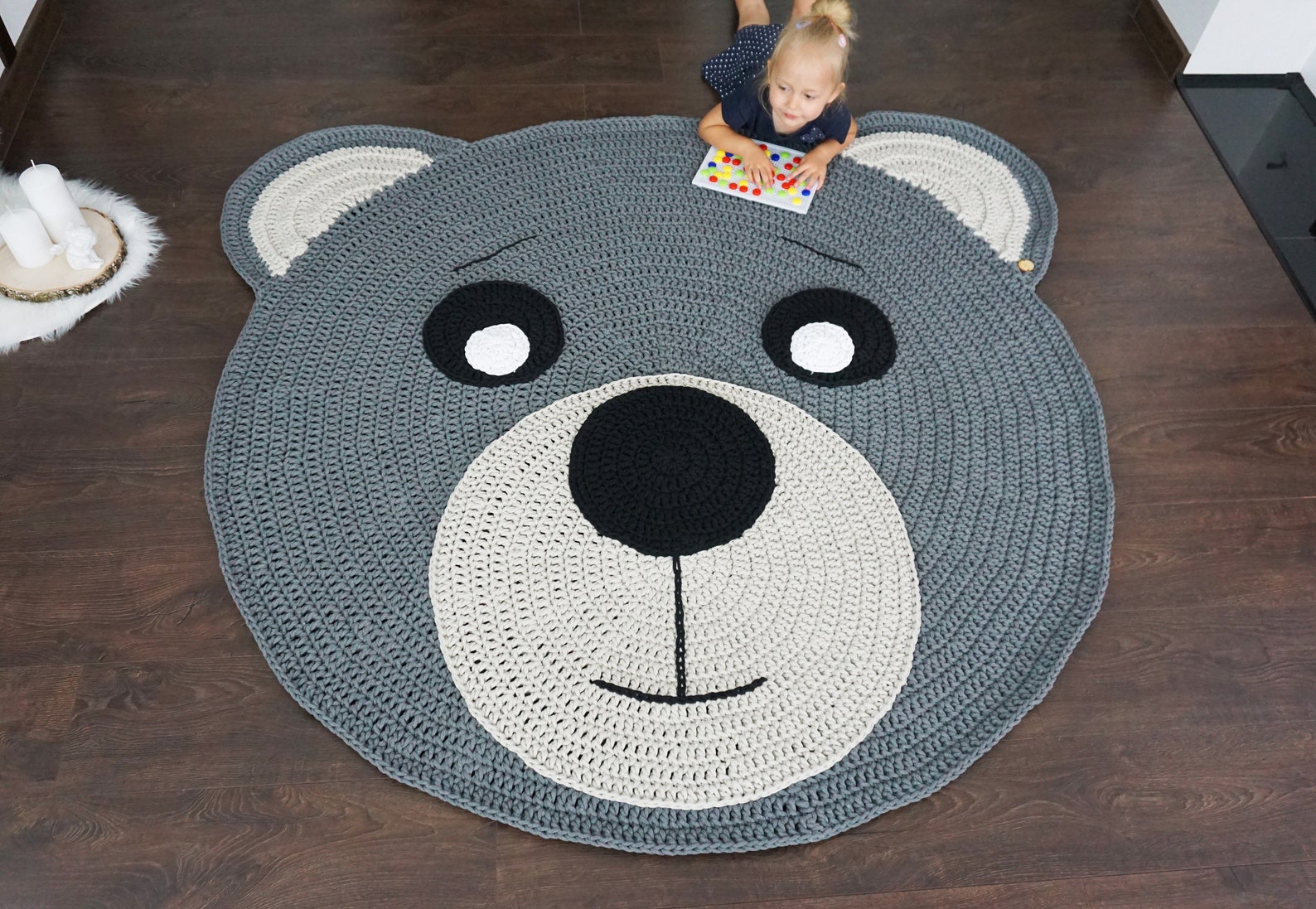 Crochet Bear Rug With a Patch for a Child Personalized Teddy - Etsy