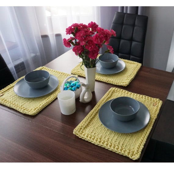 Rectangular Crochet Placemats Lemon Table Placemats Table - Etsy
