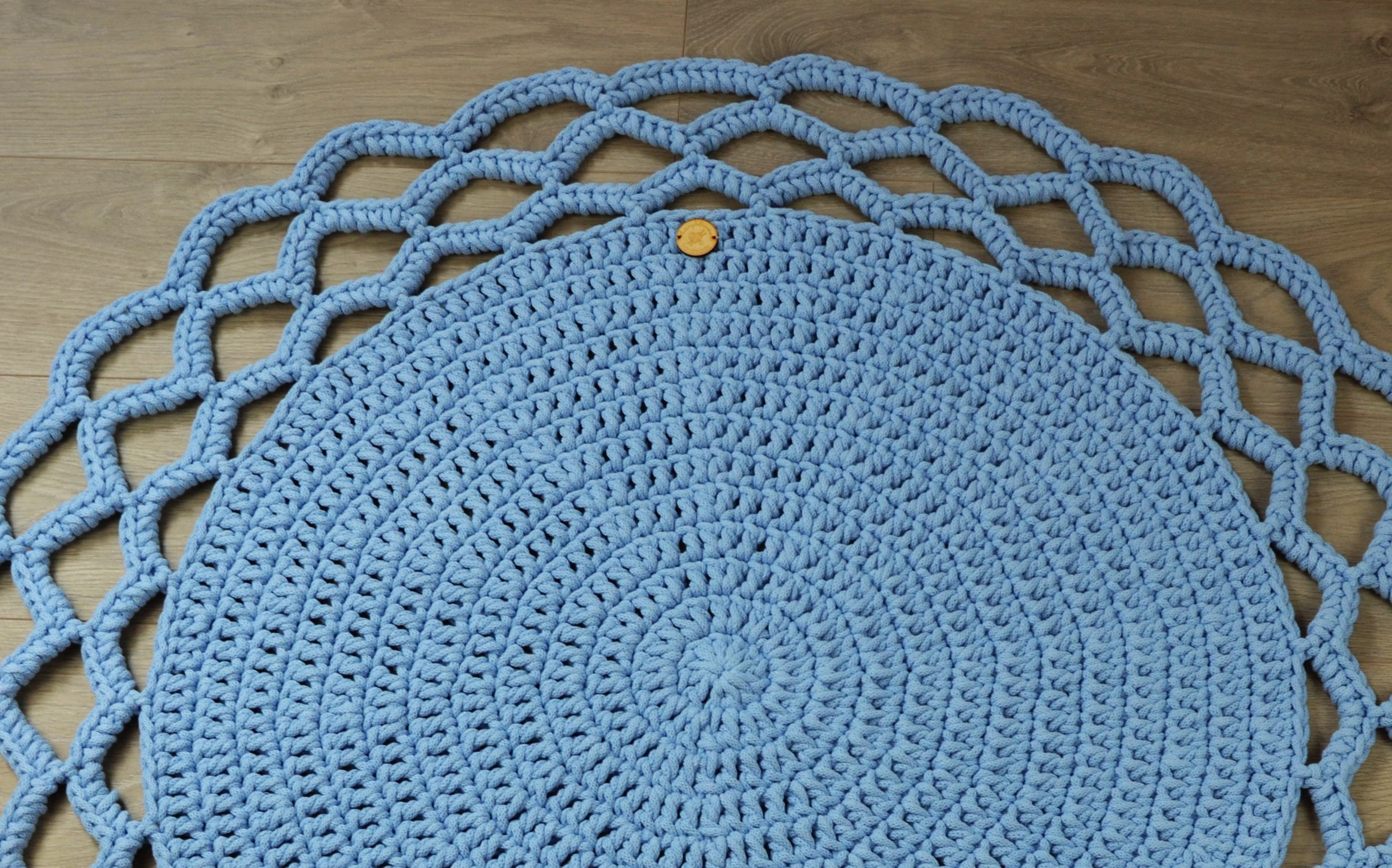 Crochet round rug with lace for babyroom personalized baby | Etsy