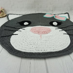 Cat Crochet Rug Kitty Rug Cat Nursery Rug Kitten Baby Room Rug ...