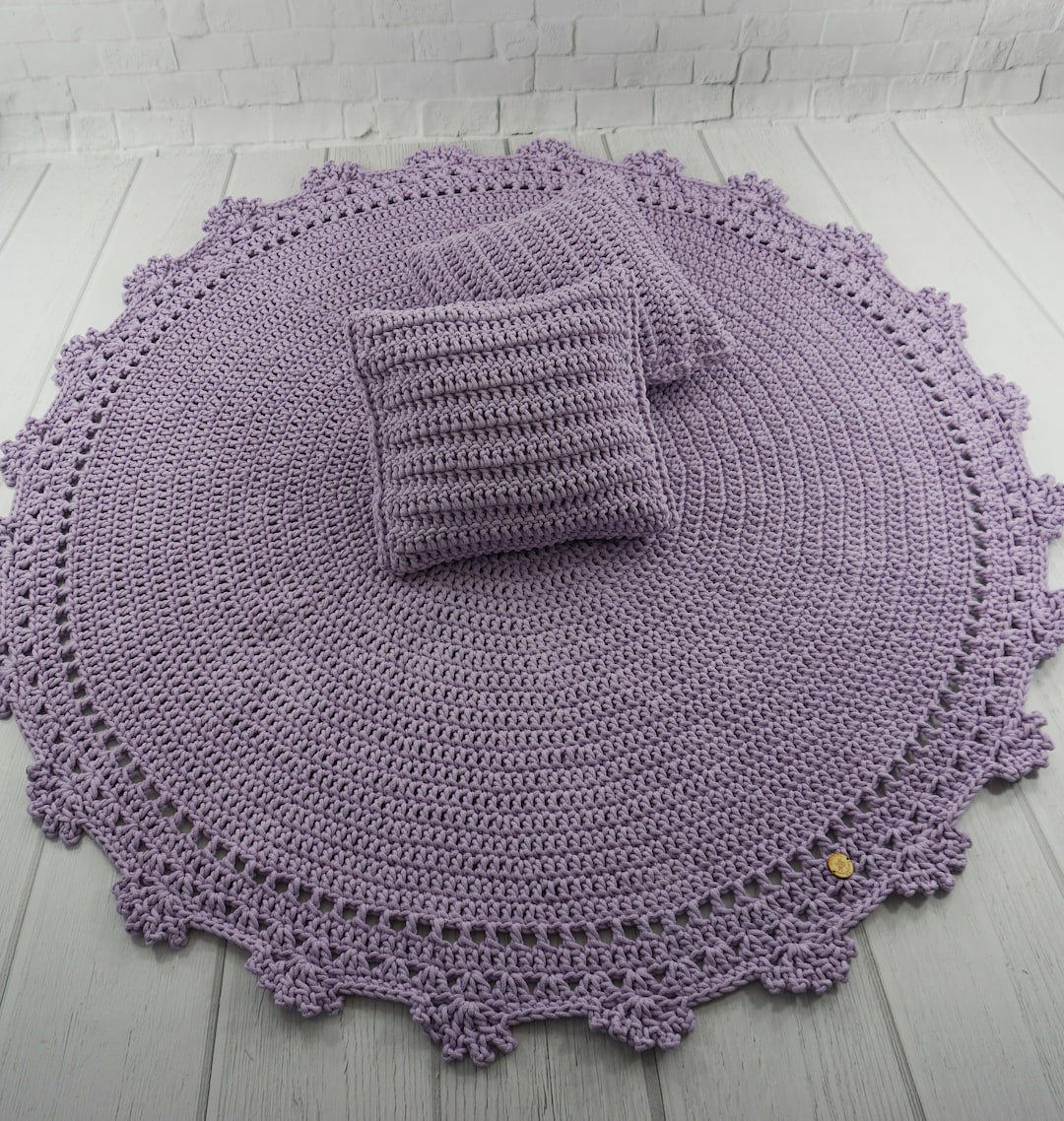 Crochet Rug Round for Baby Room Handmade Personalized Baby Gift Nursery ...