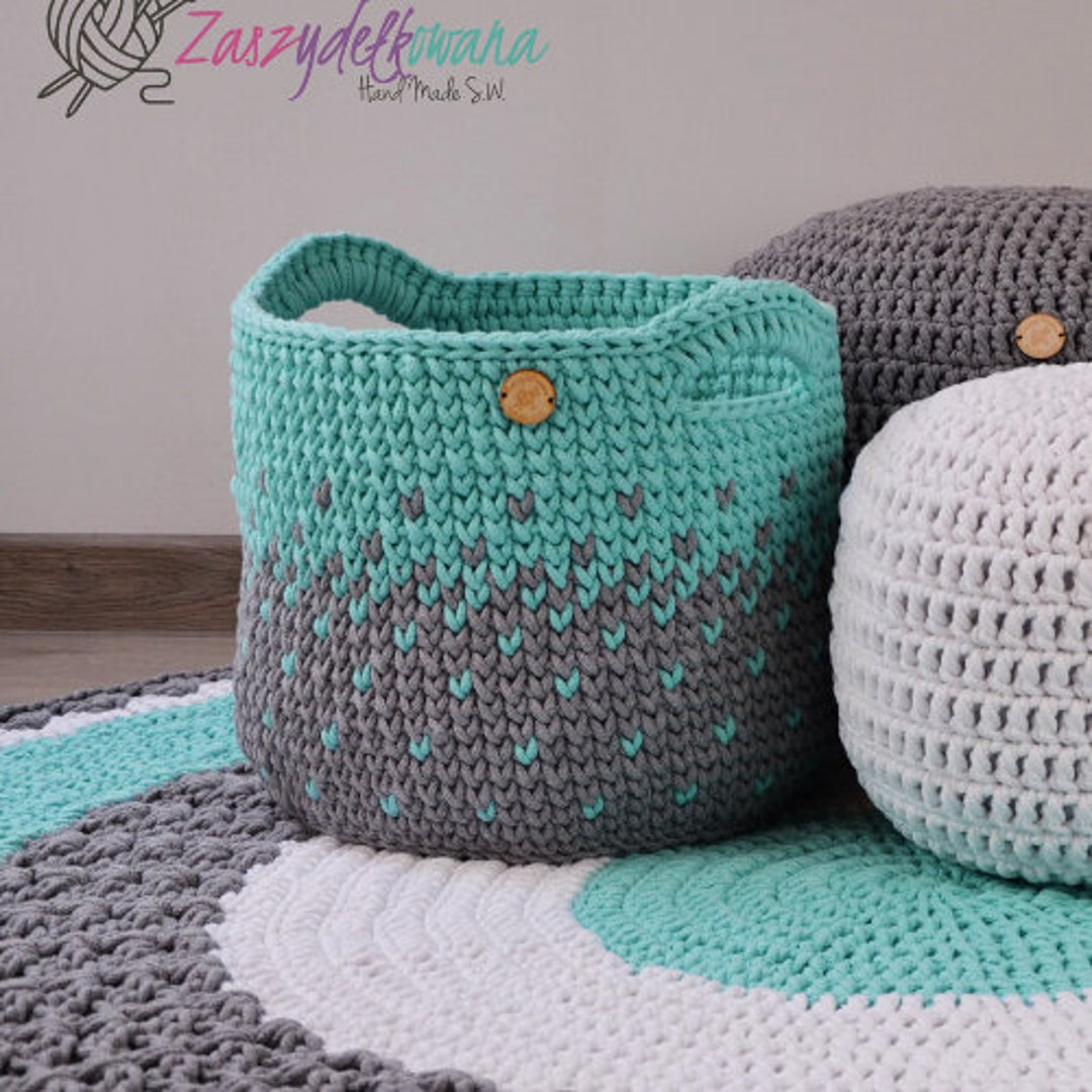 Large Storage Basket Crocheted Storage Bin Circle Box Container ...