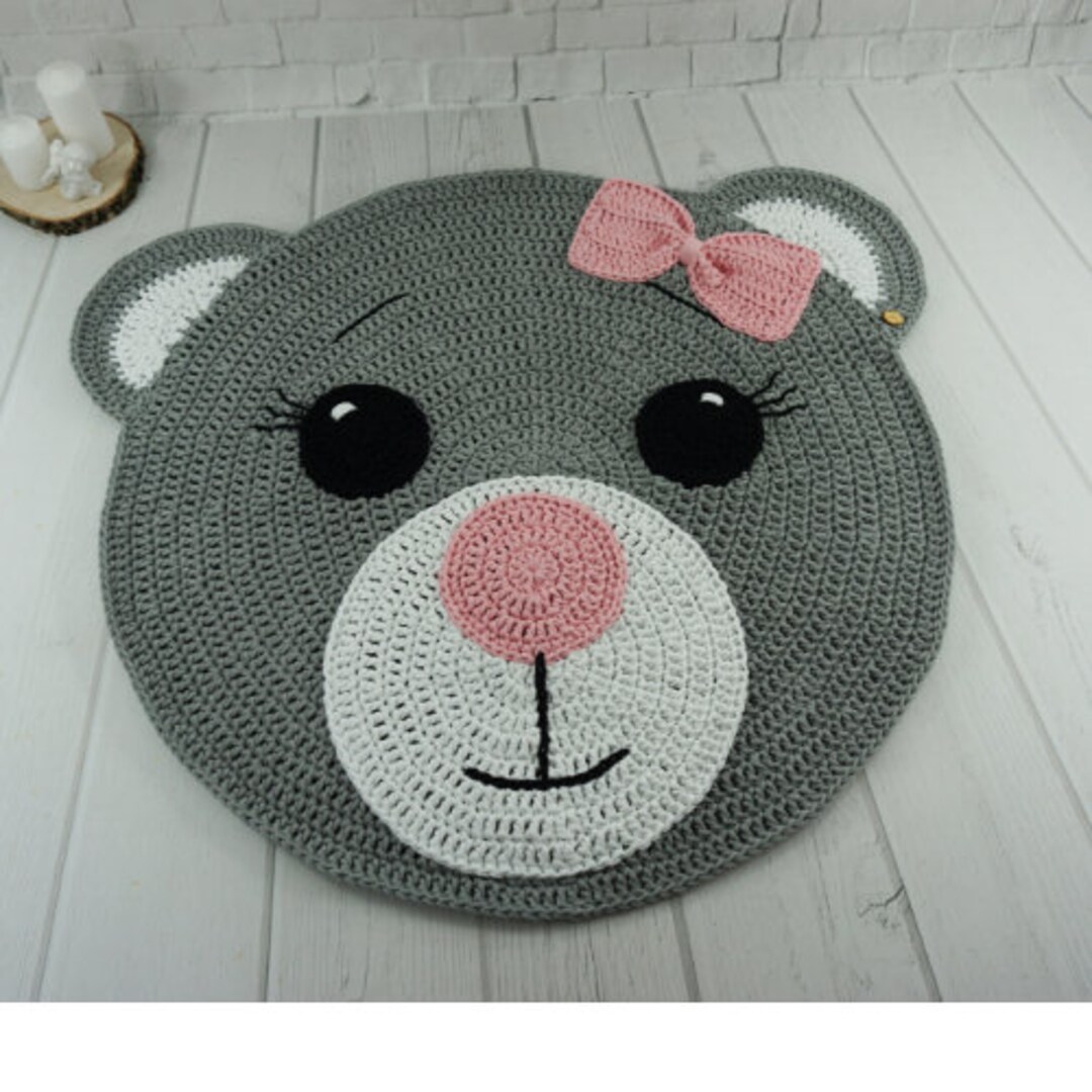Crochet Rug for Baby Room Handmade Bear Crochet Nursery Bear Rug Kids ...