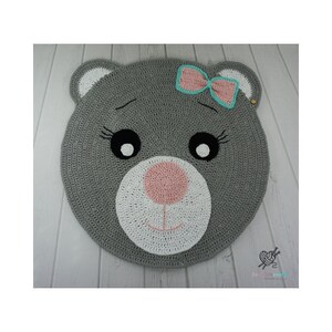 Classic Teddy Bear Rug Gray Teddy Round Rug Bear Nursery Rug Woodland ...