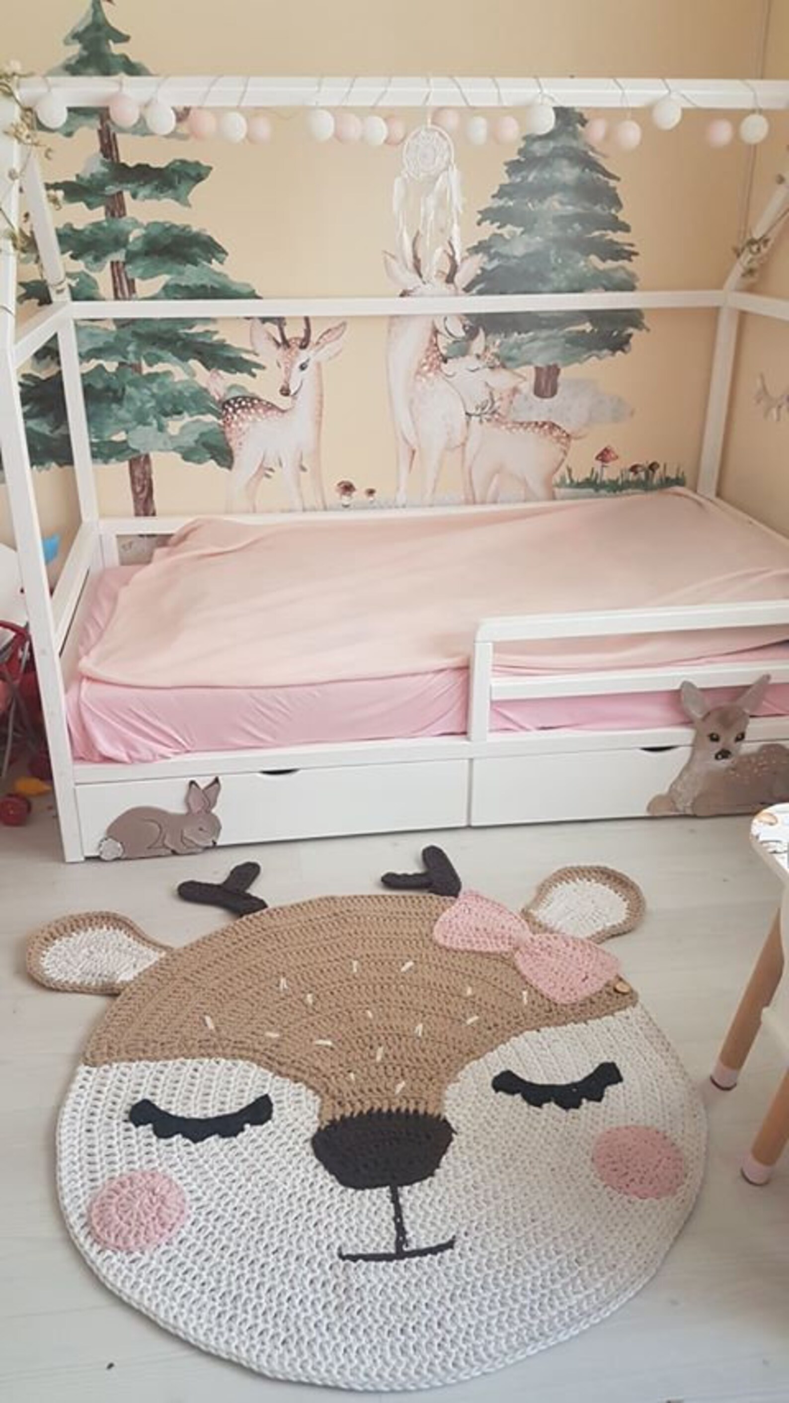 Crochet Deer Rug for Baby Room Reindeer Kids Rug Deer Nursery - Etsy