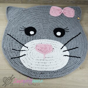 Cat Crochet Rug Kitty Rug Cat Nursery Rug Kitten Baby Room Rug ...