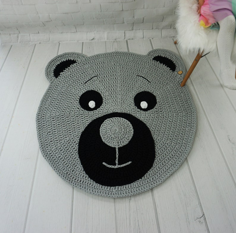 Classic Teddy Bear Rug Gray Teddy Round Rug Bear Nursery Rug - Etsy