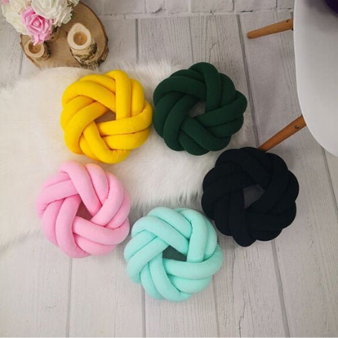 Flat Round Knot Pillow Medium Knot Cushion Decorative Pillow Gift Idea ...