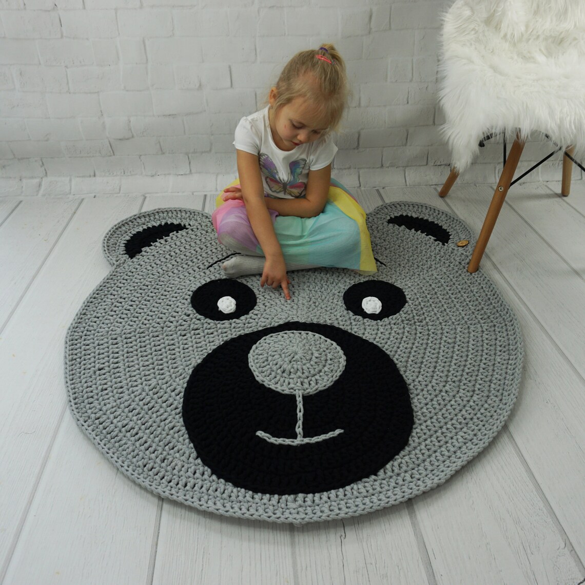 Classic Teddy Bear Rug Gray Teddy Round Rug Bear Nursery Rug - Etsy