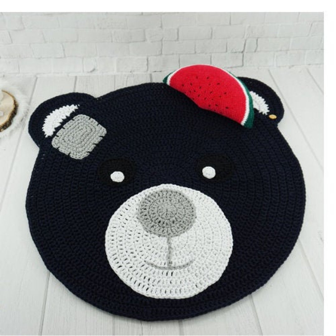 Crochet Bear Rug With a Patch for a Child Personalized Teddy Bear ...
