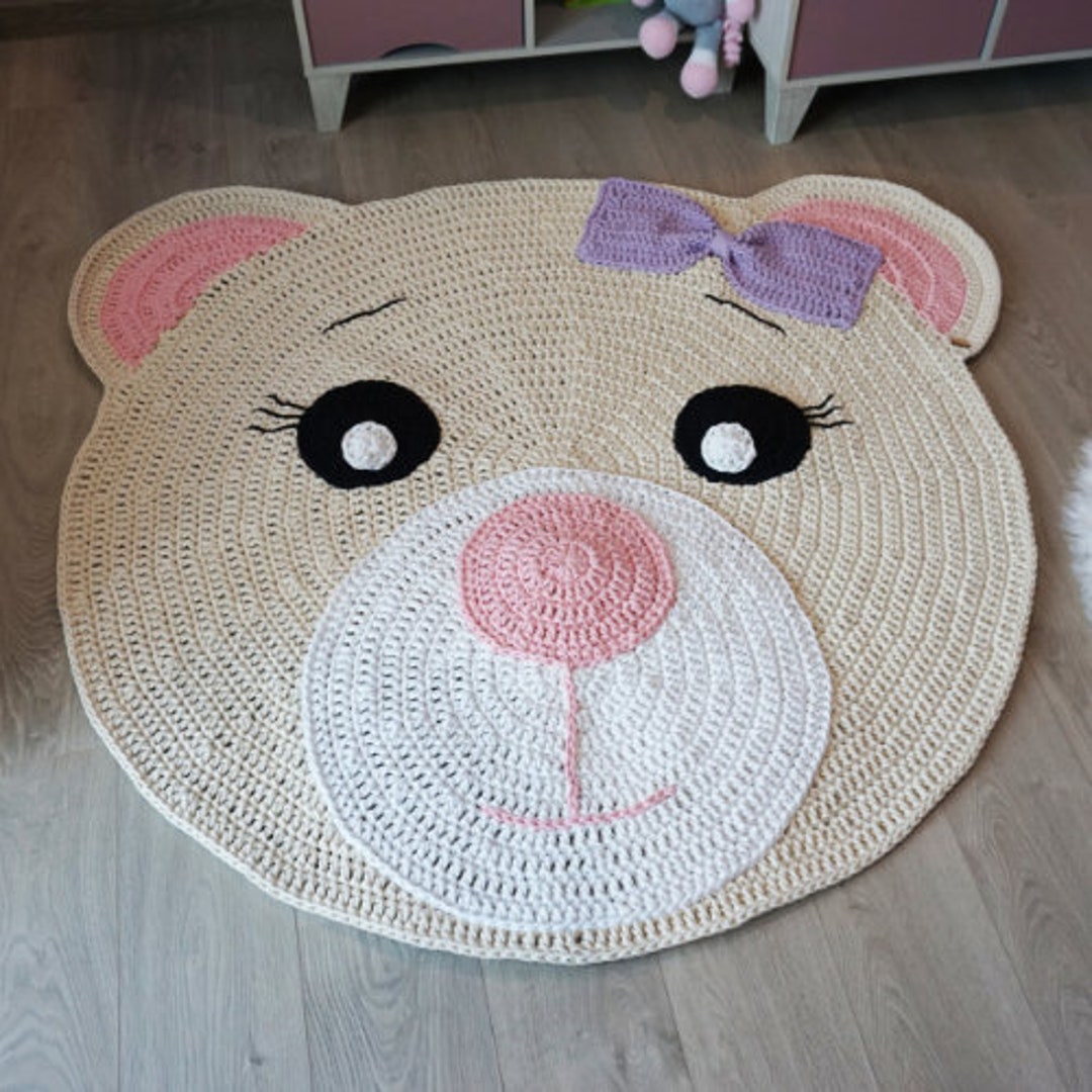 Crochet Rug for Baby Room Handmade Bear Crochet Nursery Bear Rug Kids ...