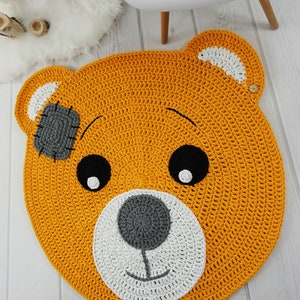 Teddy Bear Crochet Rug for Baby Room Bear Rug Nursery Forest Nursery ...