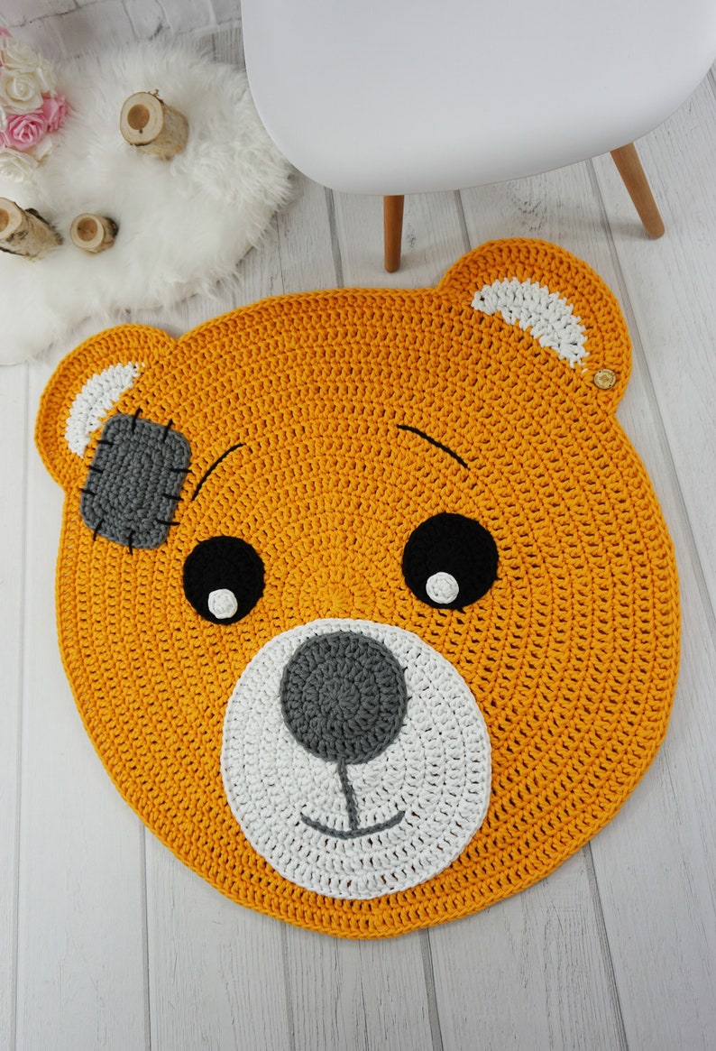 Teddy Bear Crochet Rug for Baby Room Bear Rug Nursery Forest | Etsy