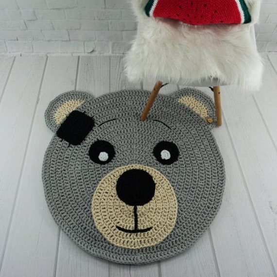 Classic Teddy Bear Rug Gray Teddy Round Rug Bear Nursery Rug - Etsy