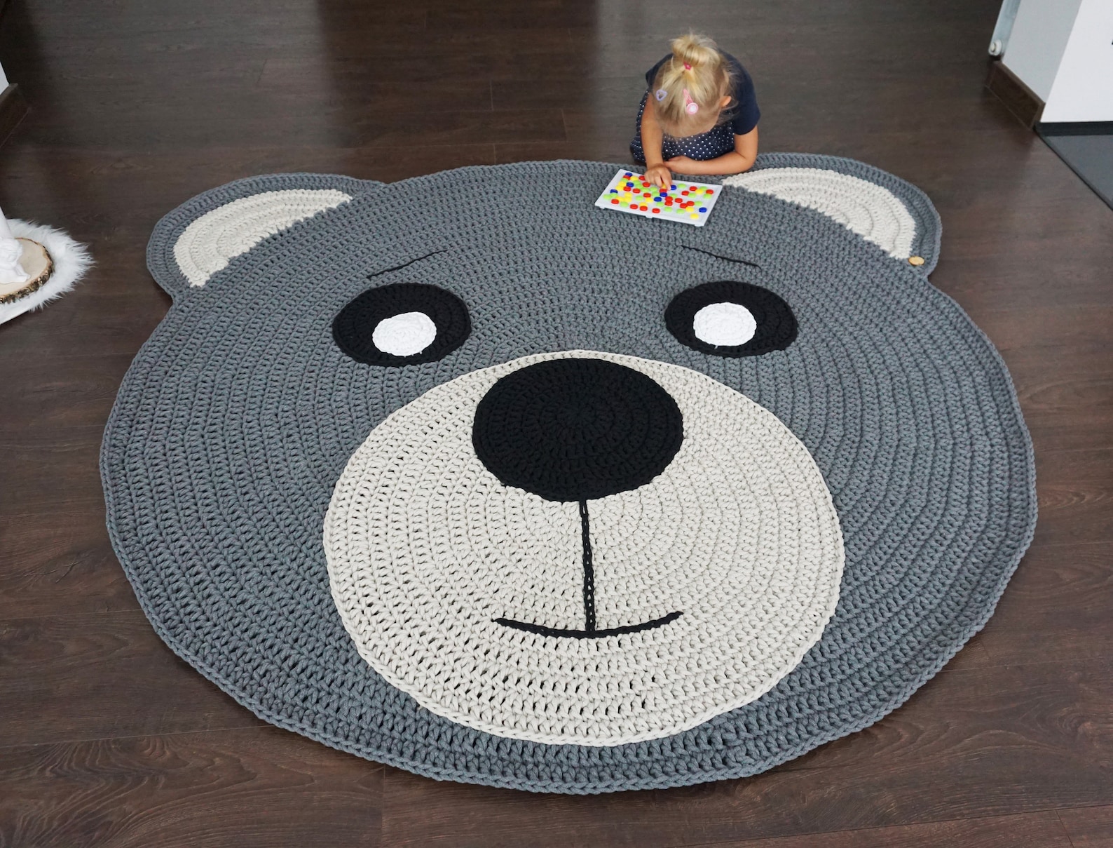 Classic Teddy Bear Rug Gray Teddy Round Rug Bear Nursery Rug - Etsy