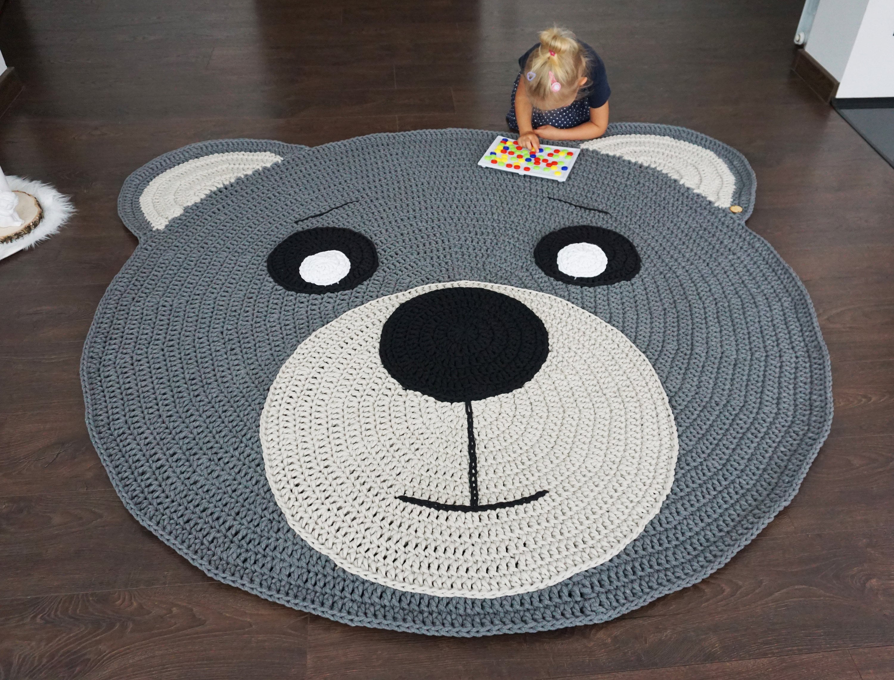 Classic Teddy Bear Rug Gray Teddy Round Rug Bear Nursery Rug - Etsy