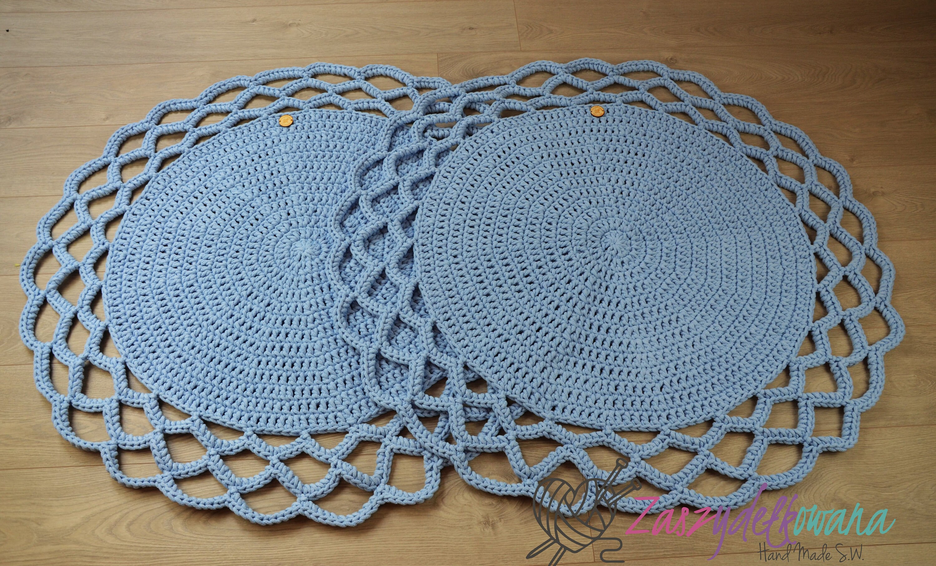 Crochet round rug with lace for babyroom personalized baby | Etsy