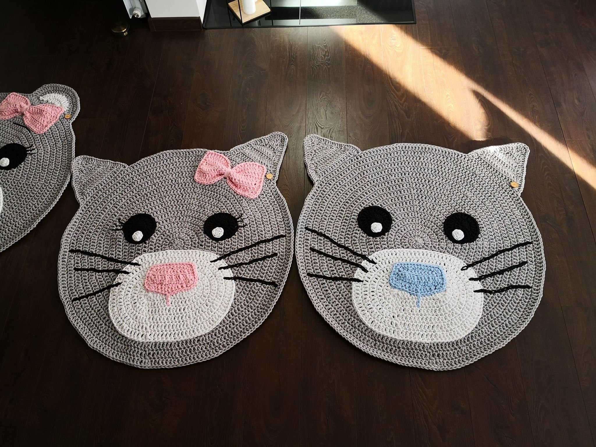 Crochet Cat Rug: Personalized Cotton Nursery Decor - Etsy