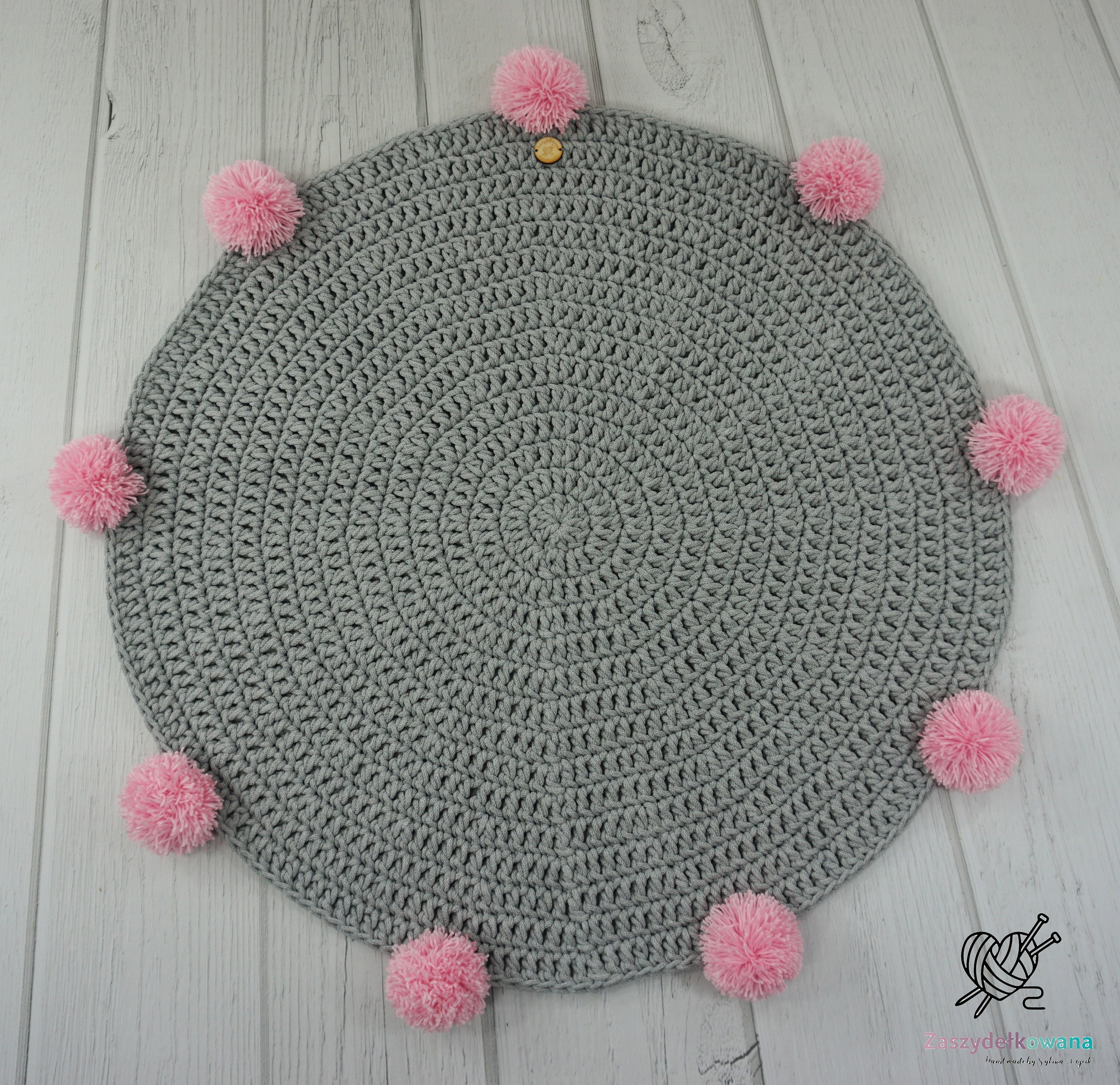 Crochet Rug for Baby Room With Pom Pom Nursery Rug Play Area | Etsy