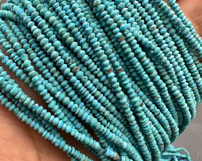 Real Turquoise Beads / Natural Turquoise Seed Beads / 2mm Rondelle ...