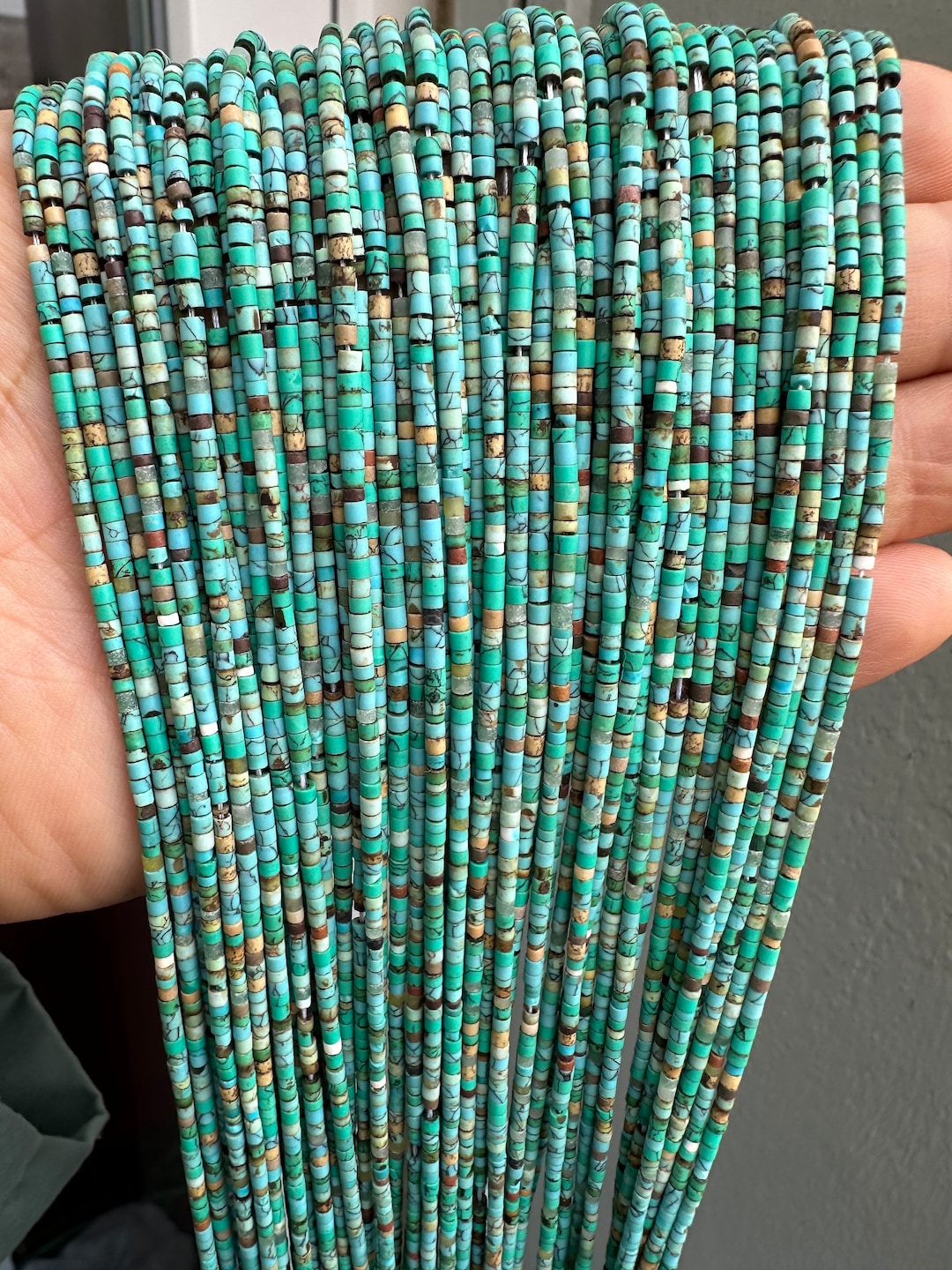 Real Turquoise Beads / Natural Turquoise Seed Beads / 2mm Rondelle ...