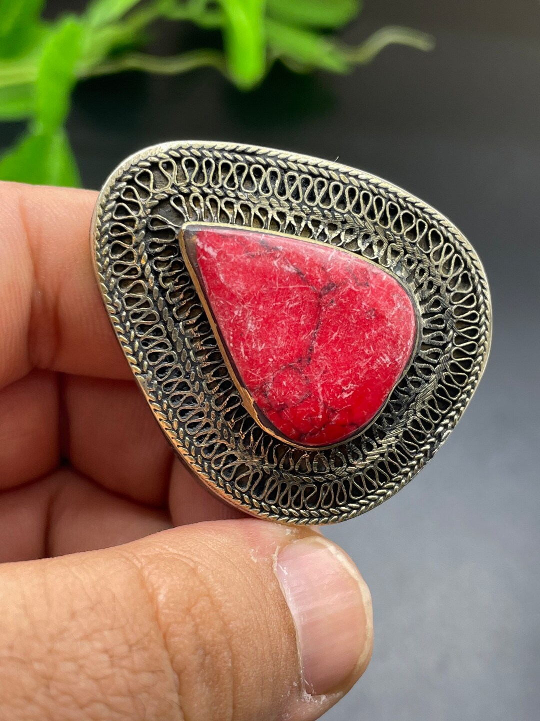 Red Vintage Ring, Red Stone Ethnic Ring, Women's Vintage Boho Ring ...