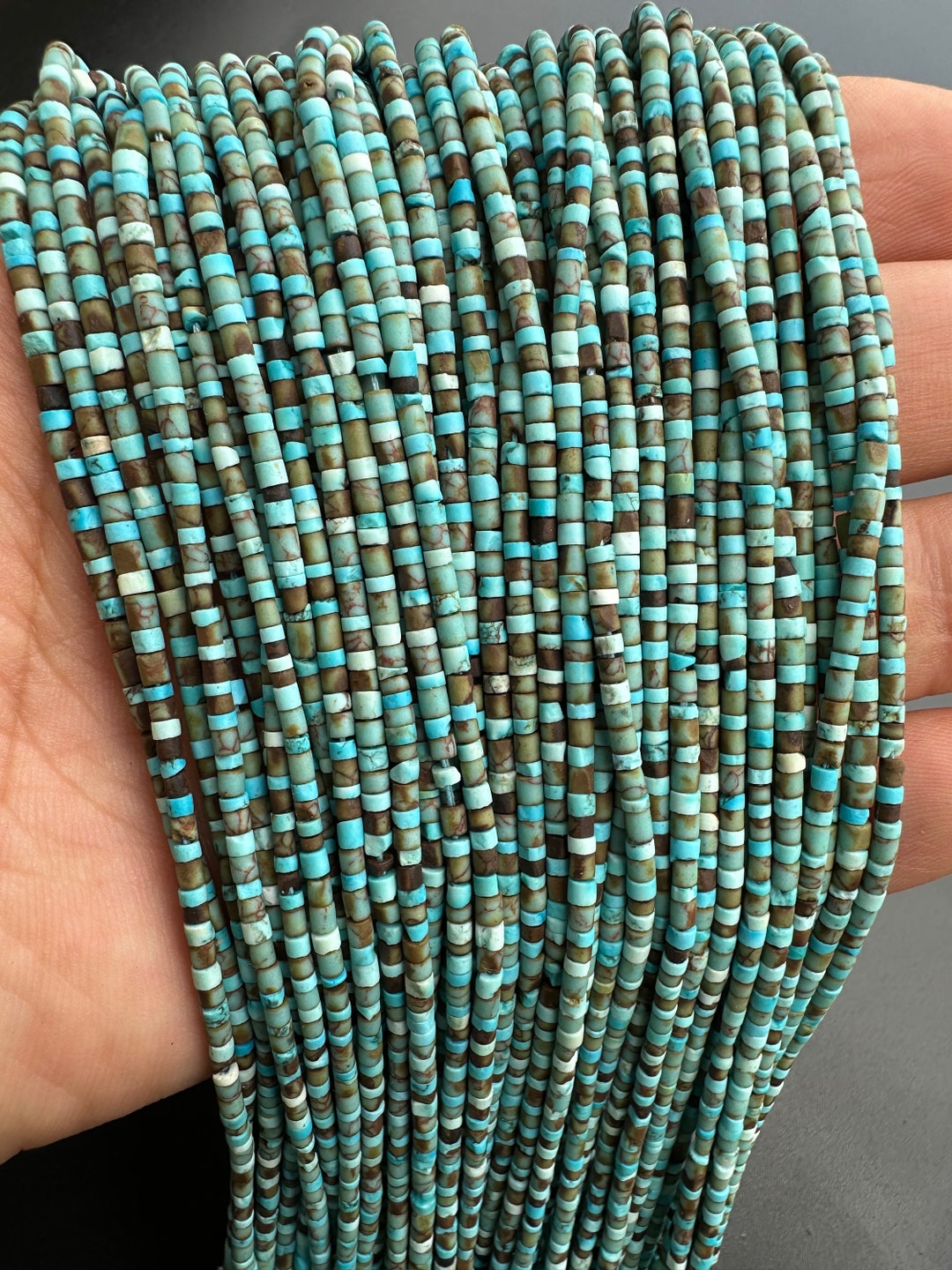 Genuine Turquoise Beads / Natural Turquoise Seed Beads / 2mm Rondelle ...