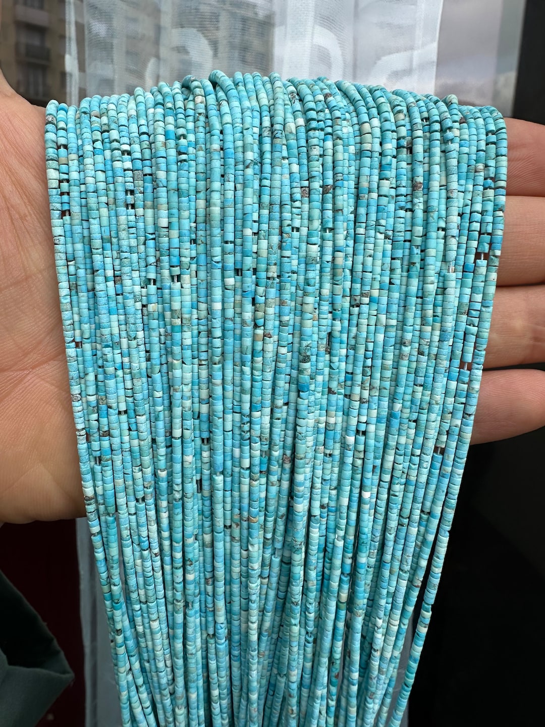 Real Turquoise Beads / Natural Turquoise Seed Beads / 2mm Rondelle ...