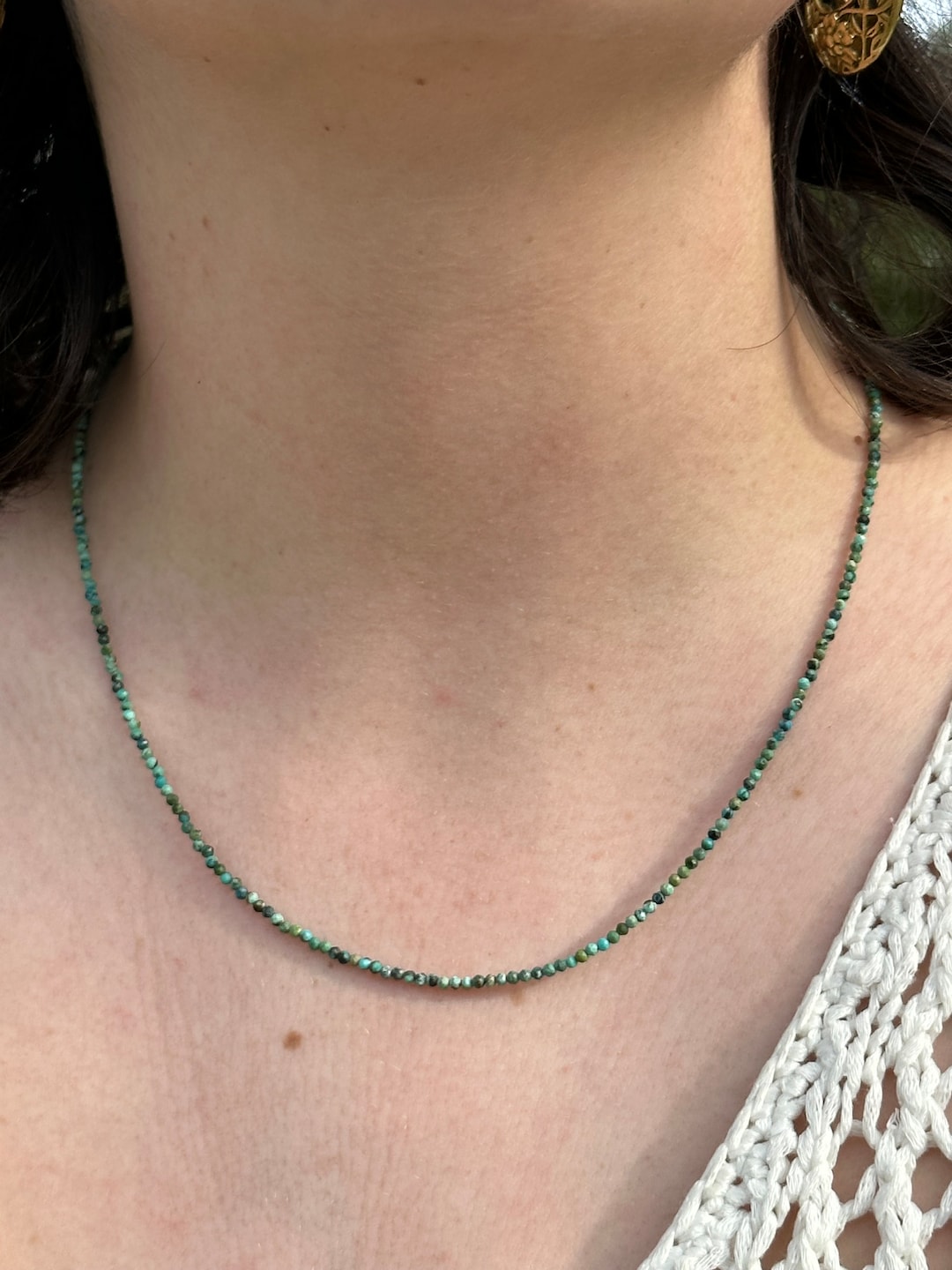 Collier turquoise véritable, collier ras de cou turquoise , collier ...