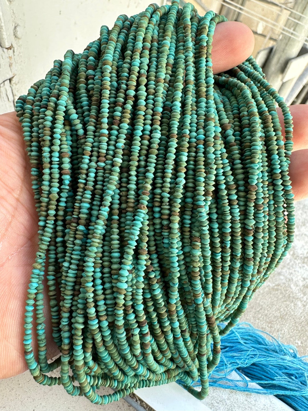 Real Turquoise Beads / Natural Turquoise Seed Beads / 2mm Rondelle ...