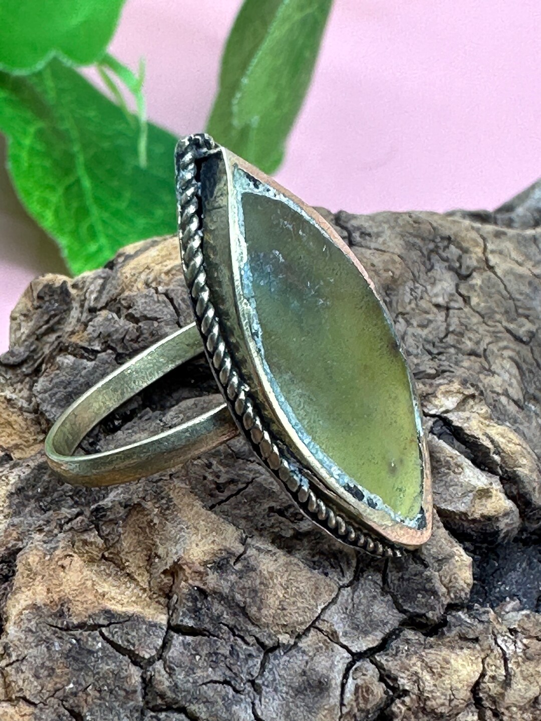 Vintage Jade Ring / Old Real Jade Stone Ring / Natural Jade Size 52fr ...