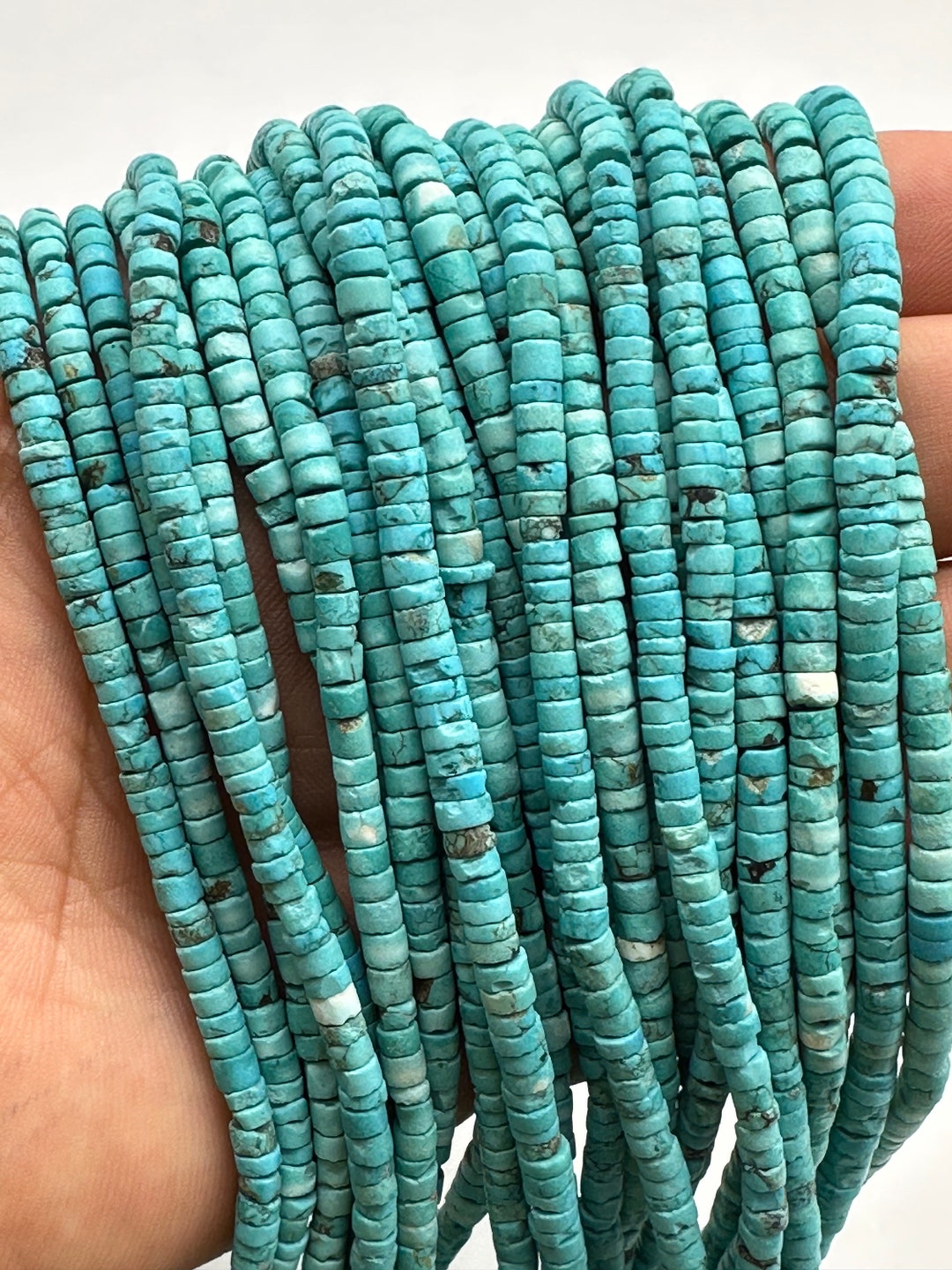 Real Turquoise Beads / Natural Turquoise Seed Beads / 3mm Rondelle ...