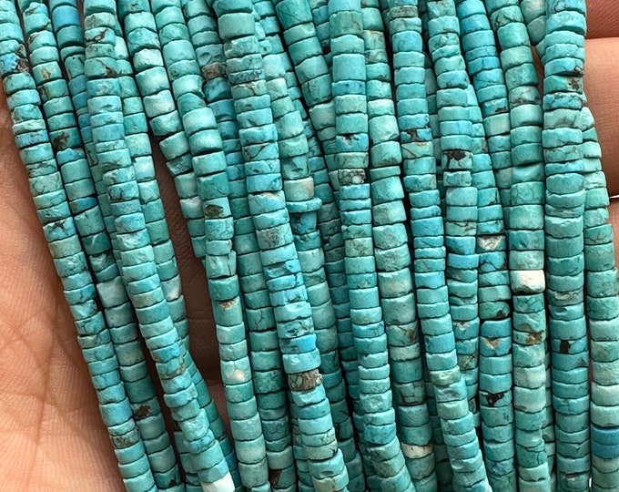 Real Turquoise Beads Blue Turquoise Heishi Beads Authentic and Elegant ...