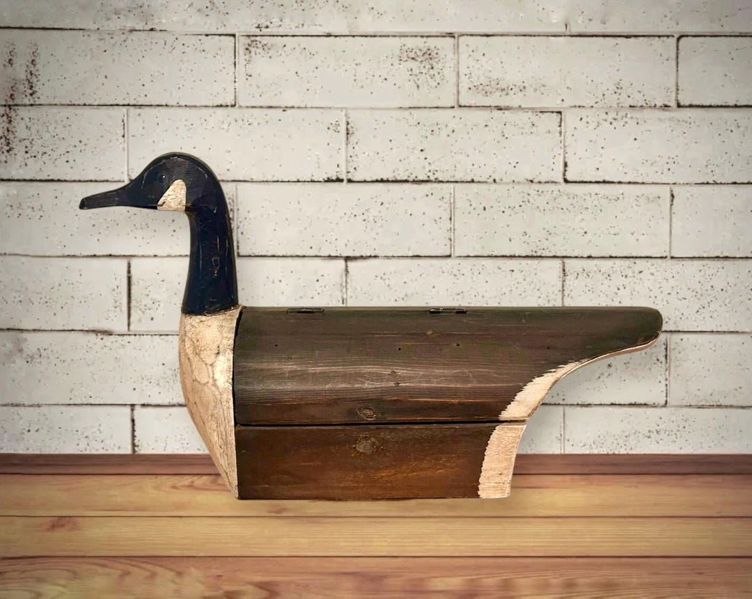 Vintage Goose Decoy Box Hand-carved and Slatted Wood Handmade Rustic ...