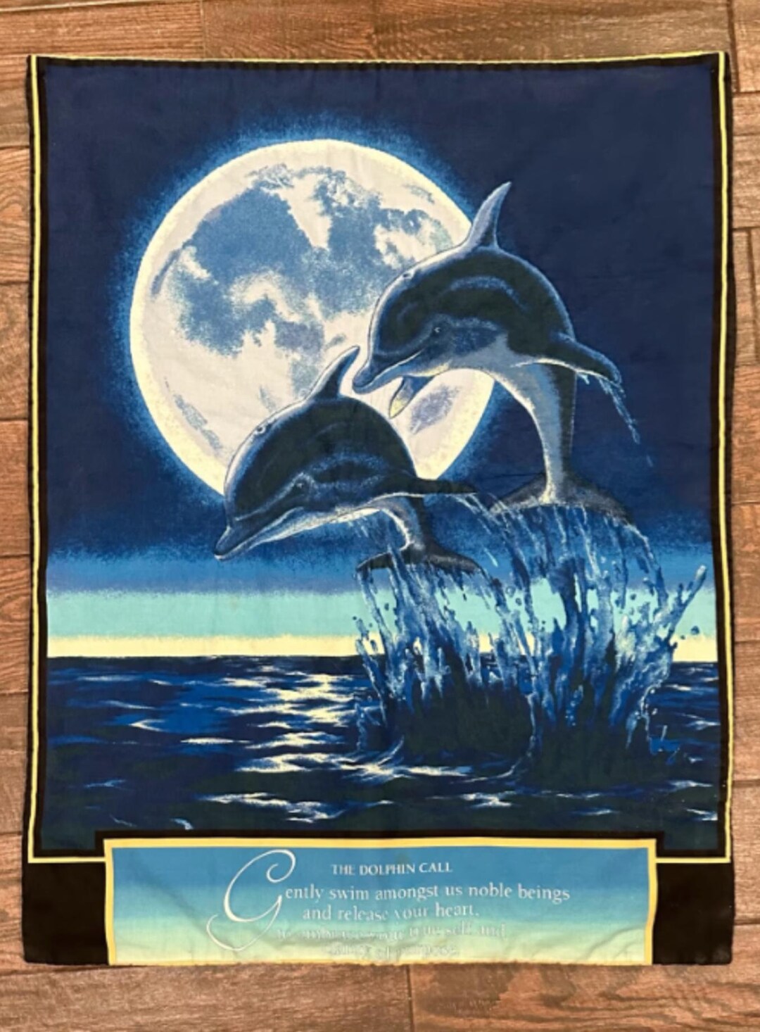 Dolphins and Full Moon Vintage Quilted Wall Hanging - Etsy