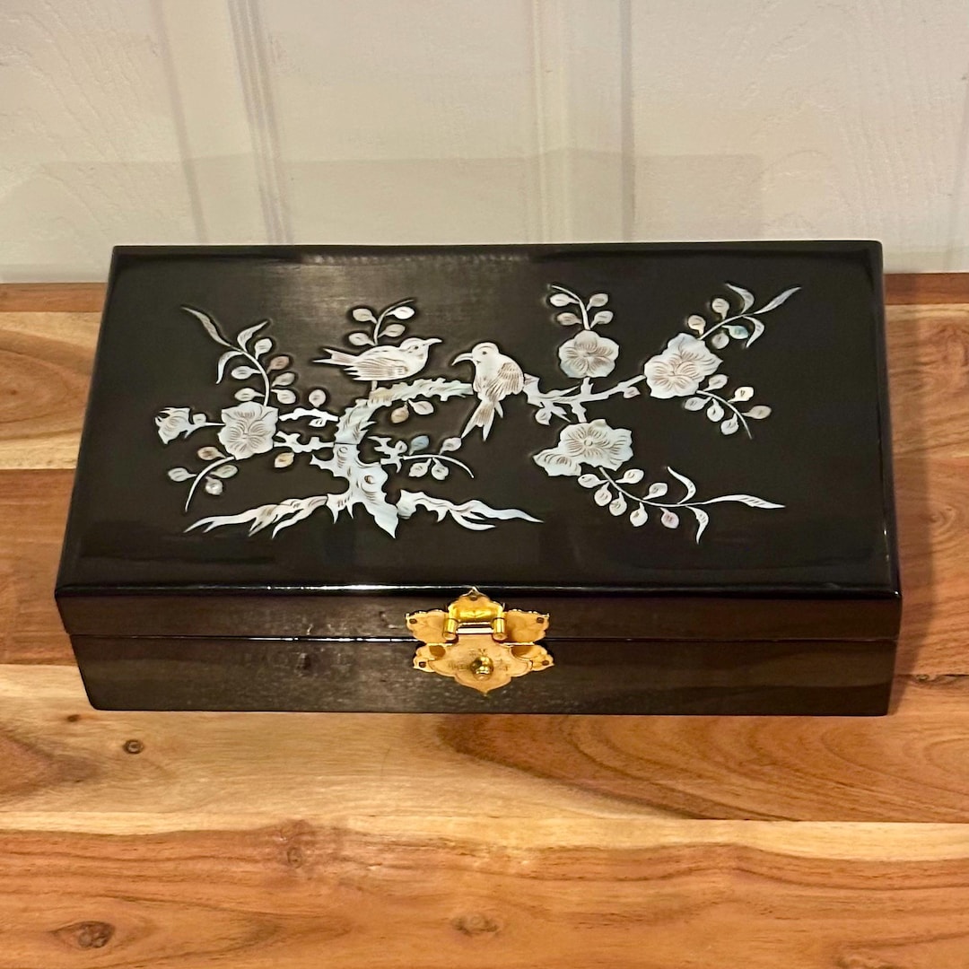 Vintage Asian-style Jewelry Box With Mother of Pearl Inlay - Etsy