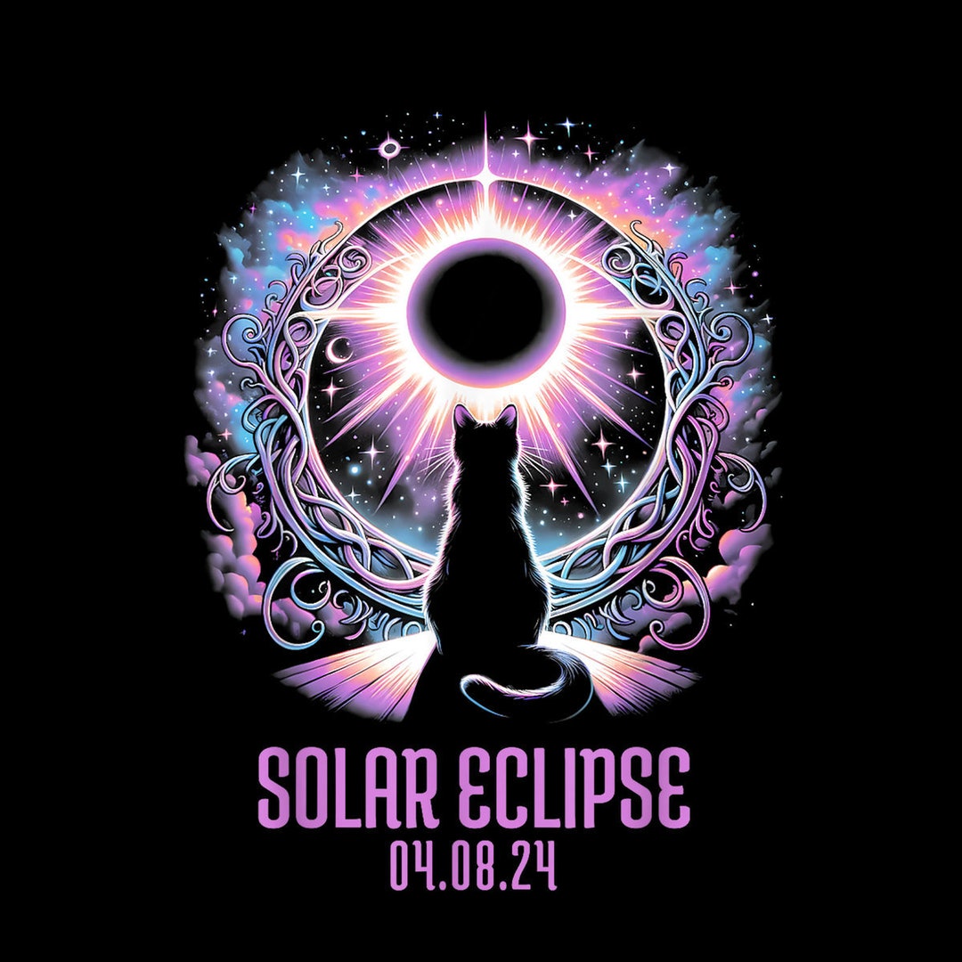 Cat Watching Total Solar Eclipse Apr 8 2024 Astronomy Lover Digital PNG ...