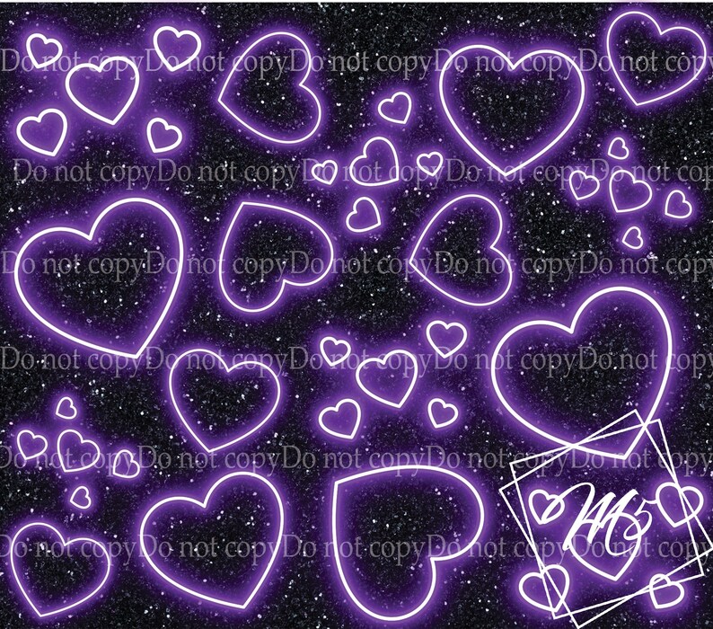 Seamless | Neon Purple Heart | Background | Neon Lights | Heart | PNG ...